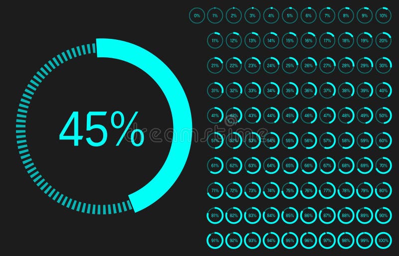Set of Circle Percentage Diagrams from 0 To 100 for Web Design, User ...