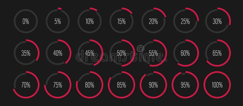 Set of Circle Percentage Progress Bar Diagrams Stock Vector ...