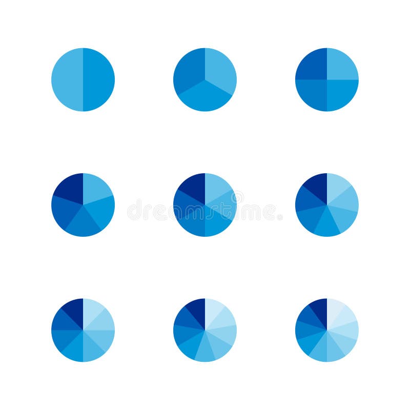 Set of Circle Pie Charts. Financial Analysis Data 2,3,4,5,6,7,8,9,10 ...