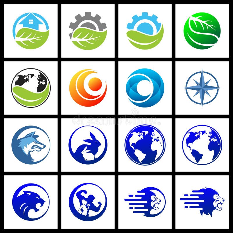 Set of Circle Simple Logo Icon Design Vector. Stock Vector ...