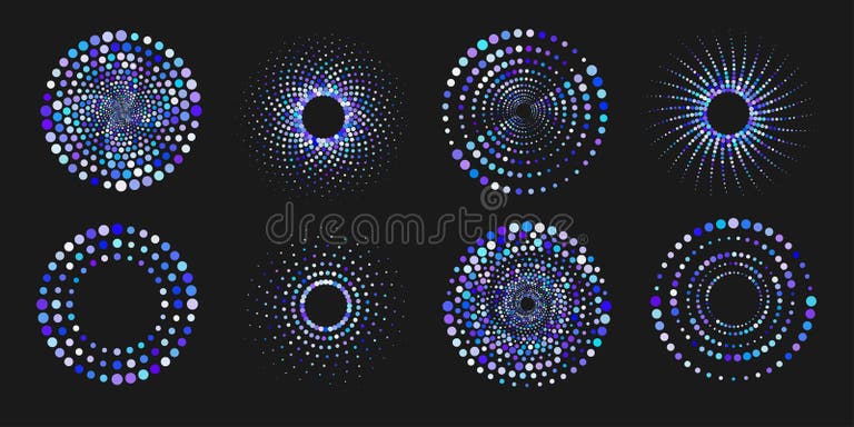 A Set of Circles Made of Dots. Multicolored Circles. Pixel Banner ...