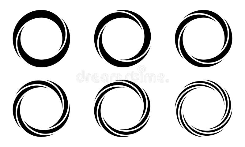 Set with Circles. Rotating Art Lines in Circle Shape As Symbol, Logo or ...