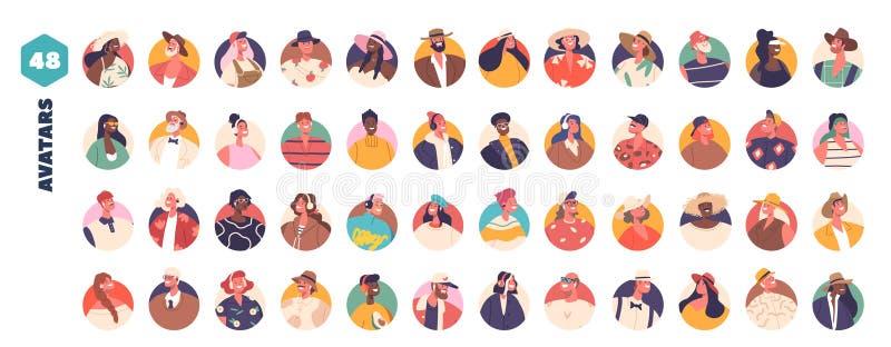 Set of Circular Avatars Displaying Diverse Range of People of Different ...
