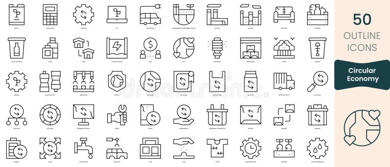 Set of Circular Economy Icons. Thin Linear Style Icons Pack Stock ...
