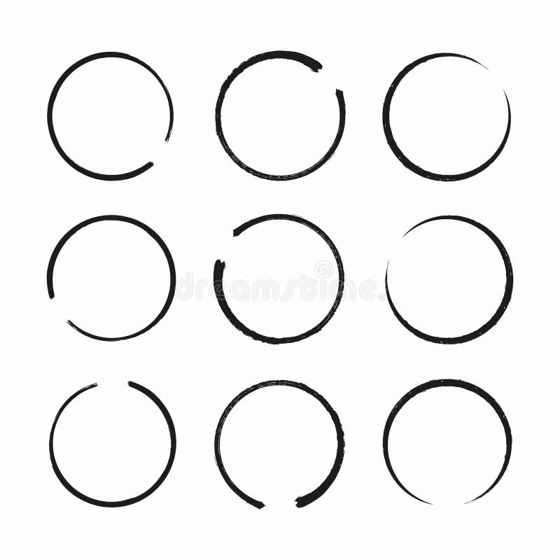 Set of Circular Frames. Collection Hand Drawn Round Shape. Sketch of ...