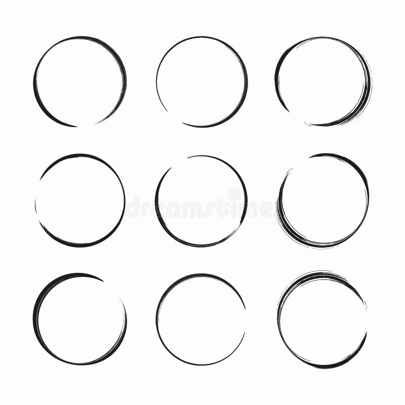 Set of Circular Frames. Collection Hand Drawn Round Shape. Sketch of ...