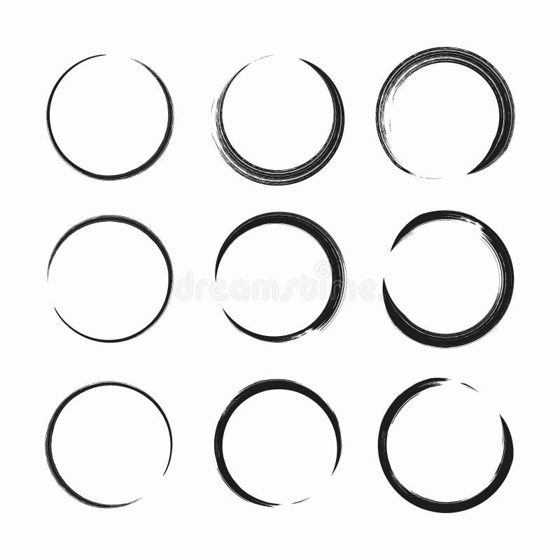 Set of Circular Frames. Collection Hand Drawn Round Shape. Sketch of ...