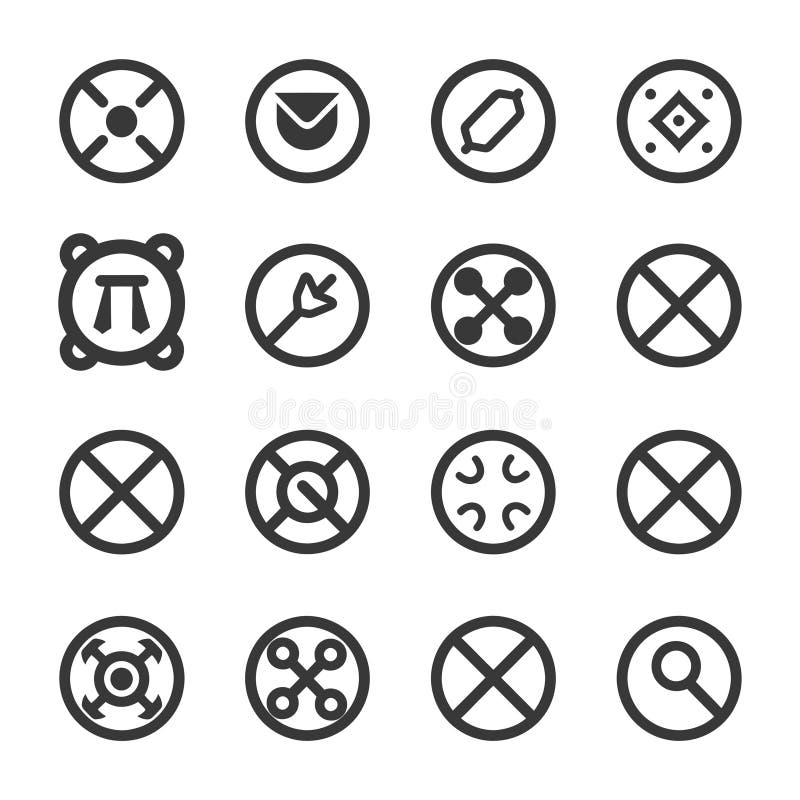 Collection of Circular Abstract Icons Set of Simple Geometric Symbols ...