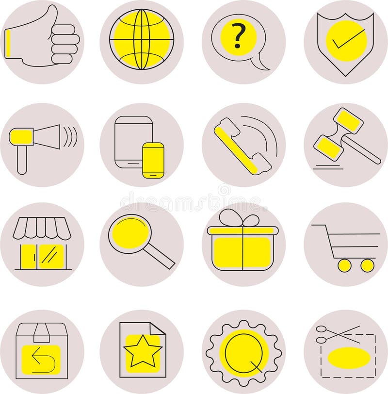 Set of Circular Icons of Yellow and Gray Colors Stock Vector ...