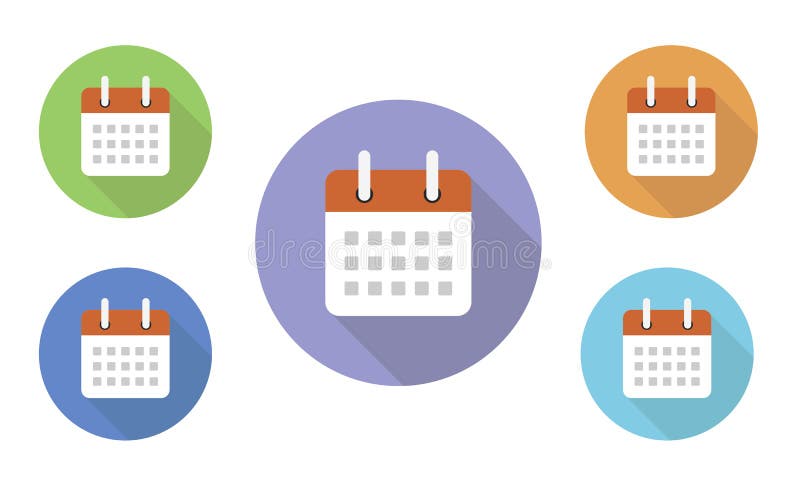 Set of Circular Illustrated Vector Icons of Different Colors on Web ...