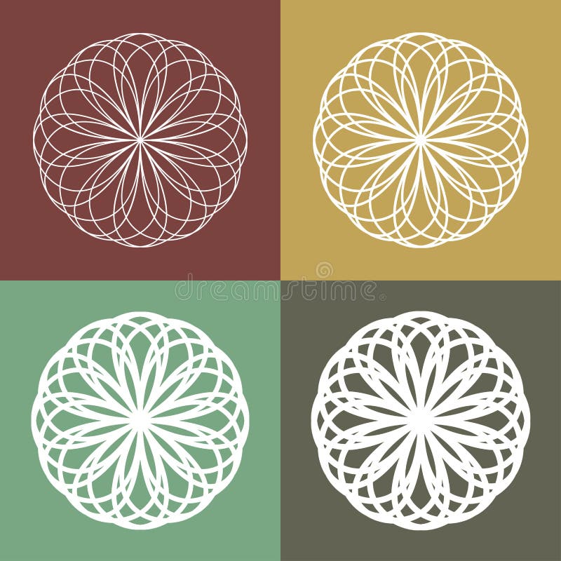 Set of Circular Linear Icons Stock Vector - Illustration of floral ...
