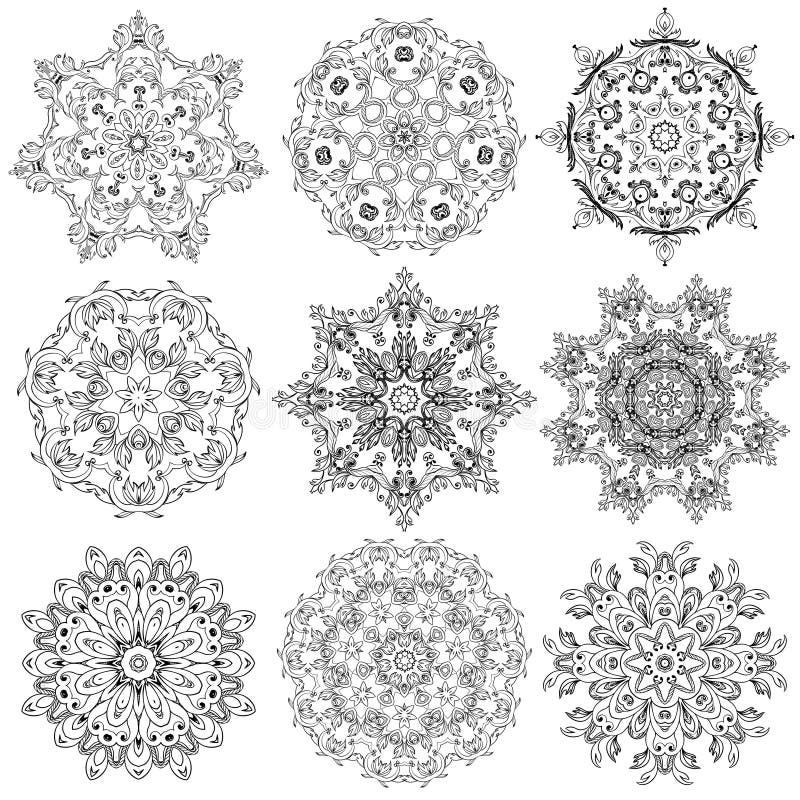 Set of Circular ornaments stock vector. Illustration of mandala - 103991014