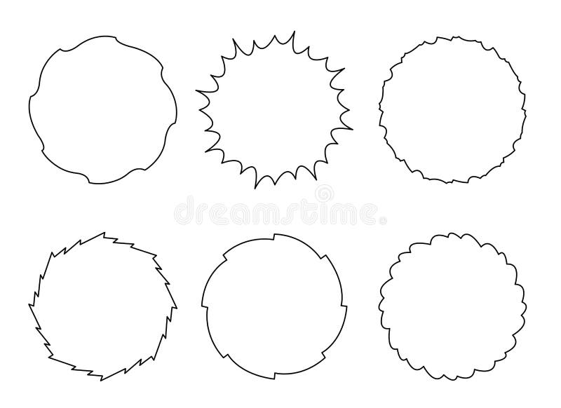 Set of Circular Outline Template Isolated on White Background. Design ...