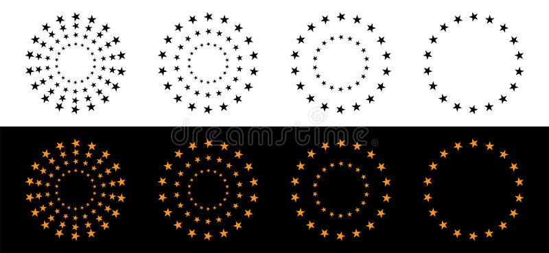 Star Circle Icon. Stars Arranged in Concentric Spirals and Rings. Stock ...