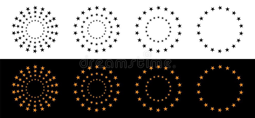 Star Circle Icon. Stars Arranged in Concentric Spirals and Rings. Stock ...