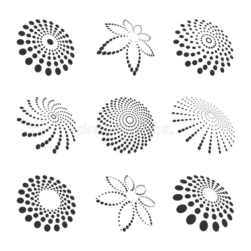 Set of Circular Rotation Dots Elements for Design. Abstract Icons Stock ...