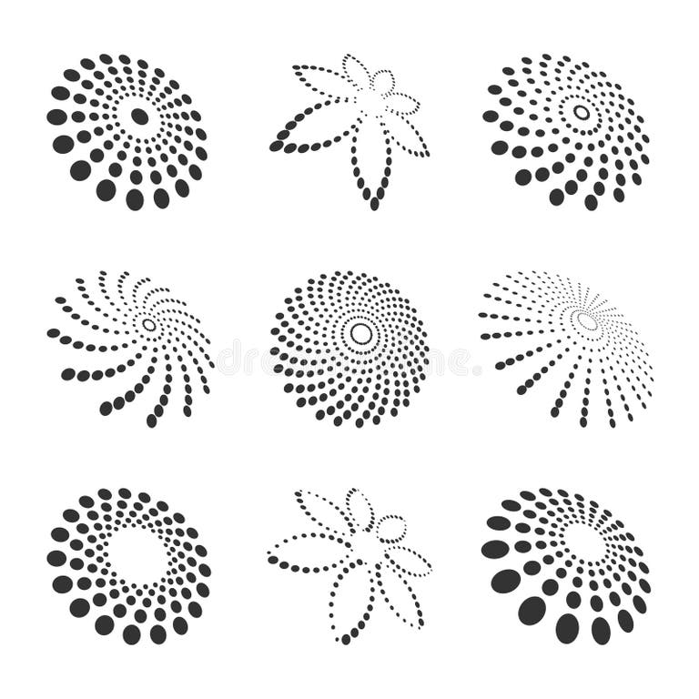 Set of Circular Rotation Dots Elements for Design. Abstract Icons Stock ...