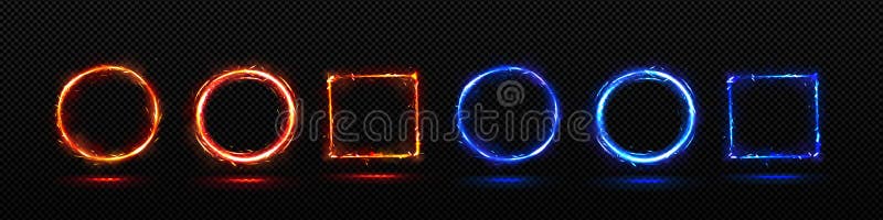 Set of Circular and Square Fire Frames Png Stock Illustration ...