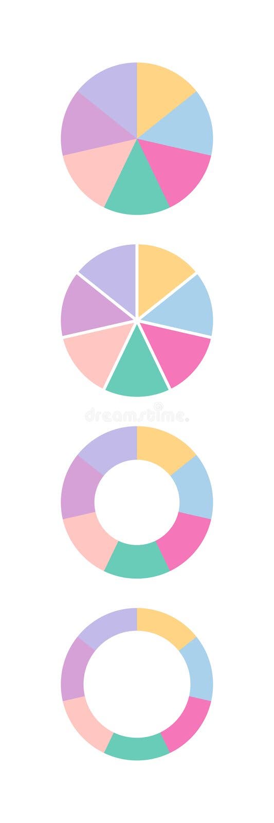 Set of Circular Structure Chart, Seven Multicolor Segments. Colored ...