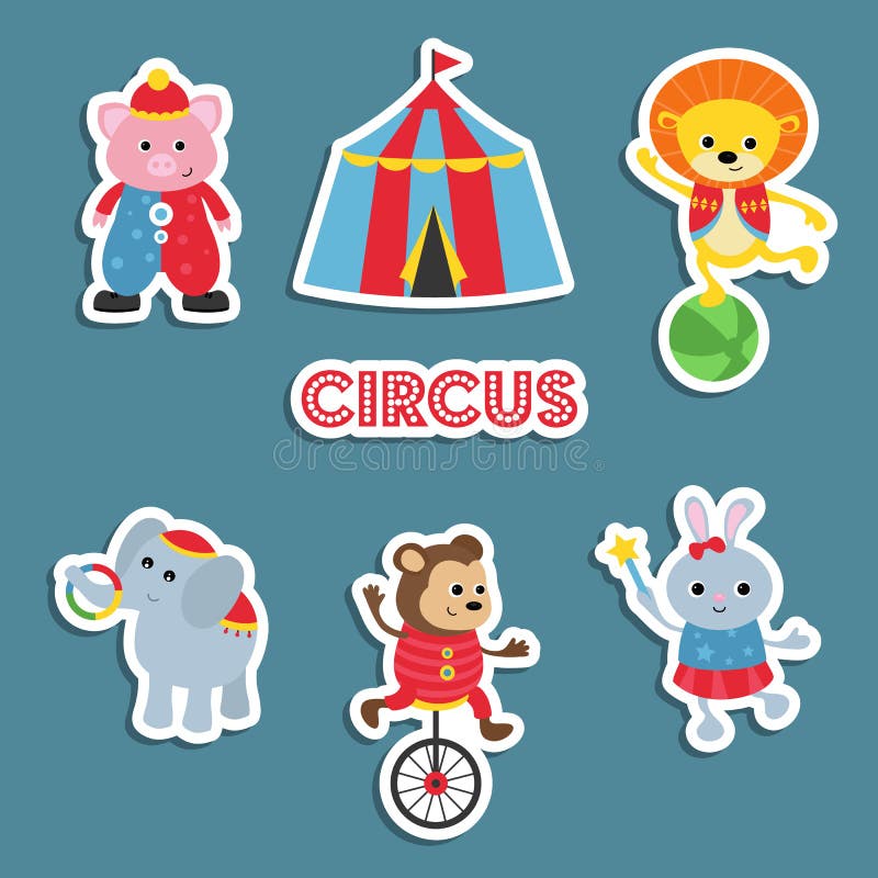 Set of circus animals. stock vector. Illustration of design - 130153671