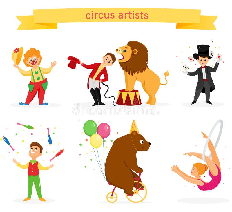 A set of circus artists stock vector. Illustration of jester - 121953882