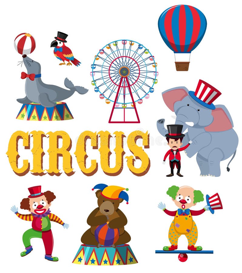 A set of circus character stock vector. Illustration of performance ...