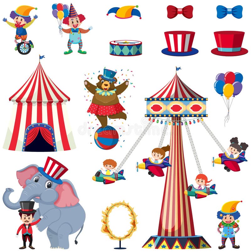 Set of Circus Elements on White Background Stock Illustration ...