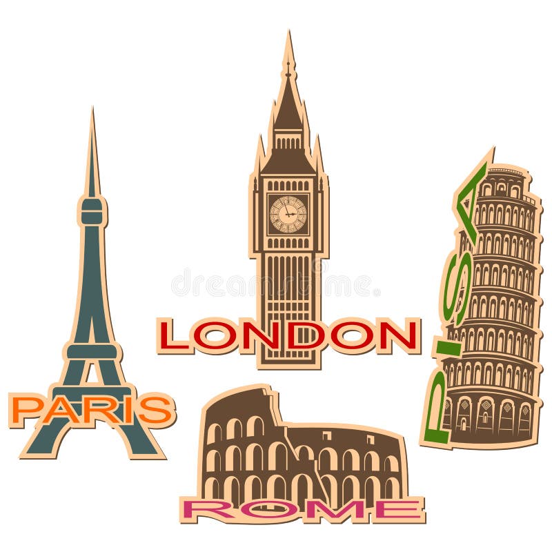 Set of cities symbols stock vector. Illustration of english - 47011673