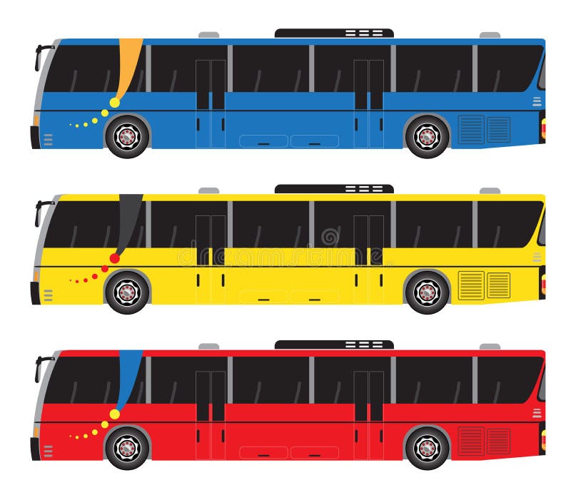 Set of City Bus Vector Isolated Stock Vector - Illustration of isolated ...