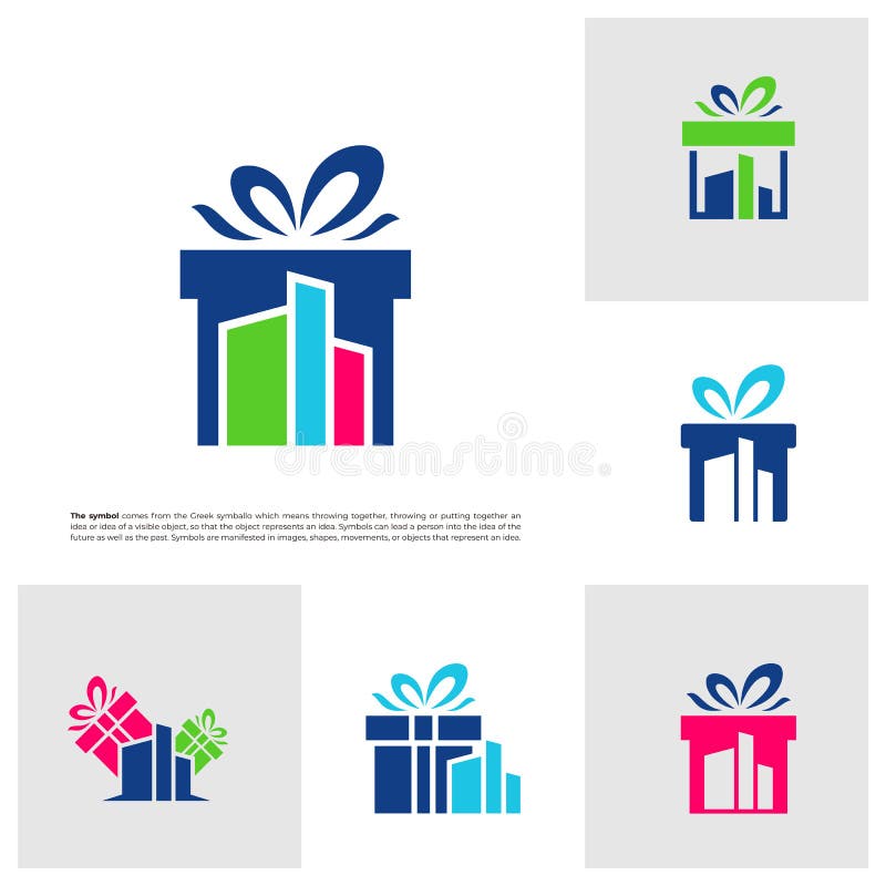Set of City Gift Logo Design Template. Gift City Logo Concept Vector ...