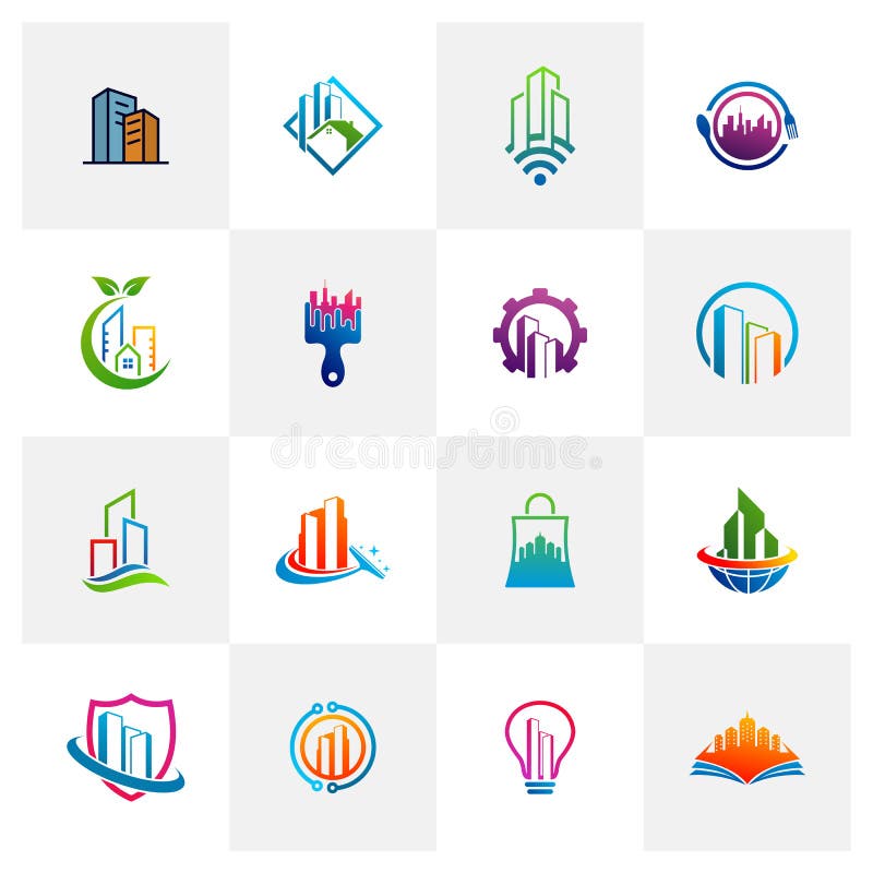 Set of City Logo Vector Template, Creative Building Logo Design ...