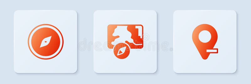 Set City Map Navigation, Compass and Location. White Square Button ...