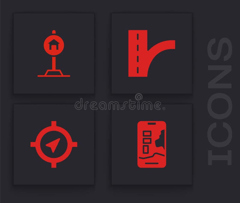Set City Map Navigation, Hotel Sign for Traffic, Road and Compass Icon ...