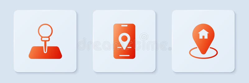 Set City Map Navigation, Push Pin and Location with House. White Square ...