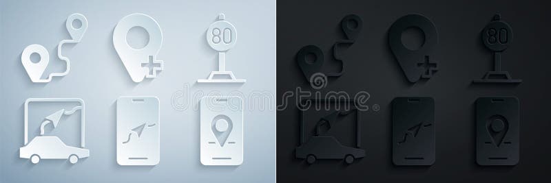 Set City Map Navigation, Speed Limit Traffic, Location and Route ...