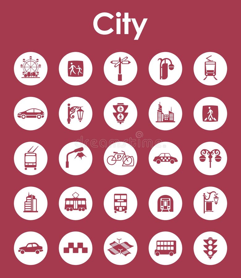 Set of city simple icons stock vector. Illustration of group - 57719706