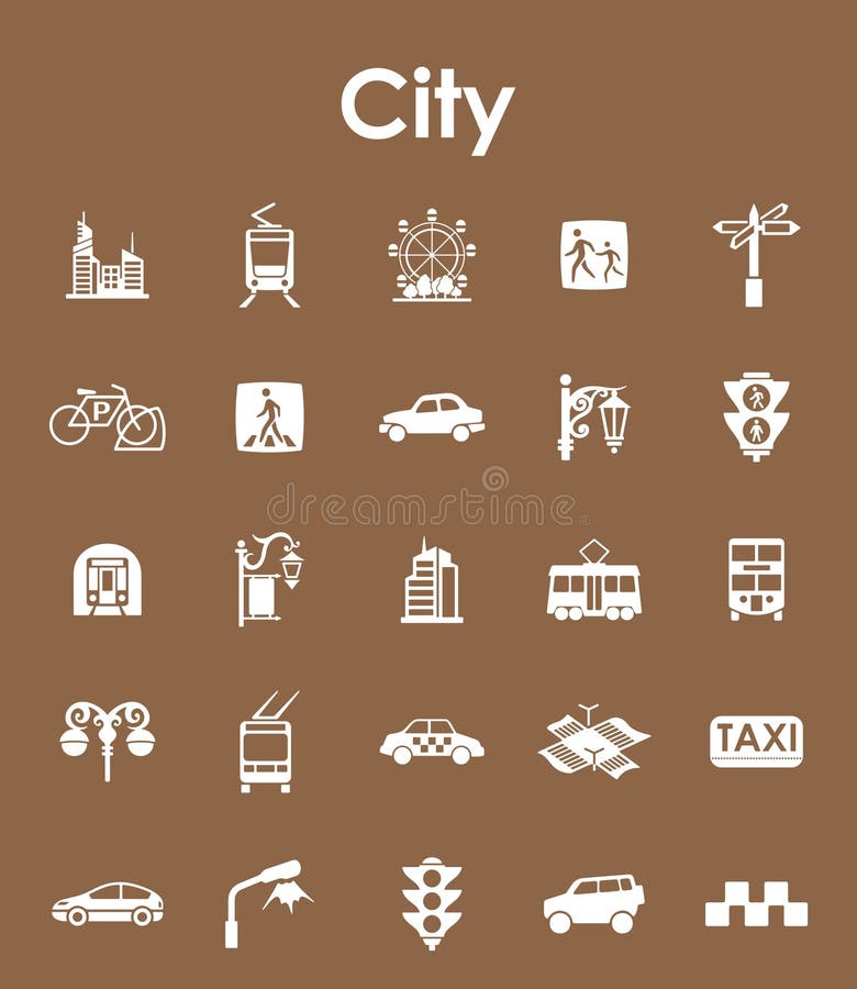 Set of city simple icons stock vector. Illustration of information ...