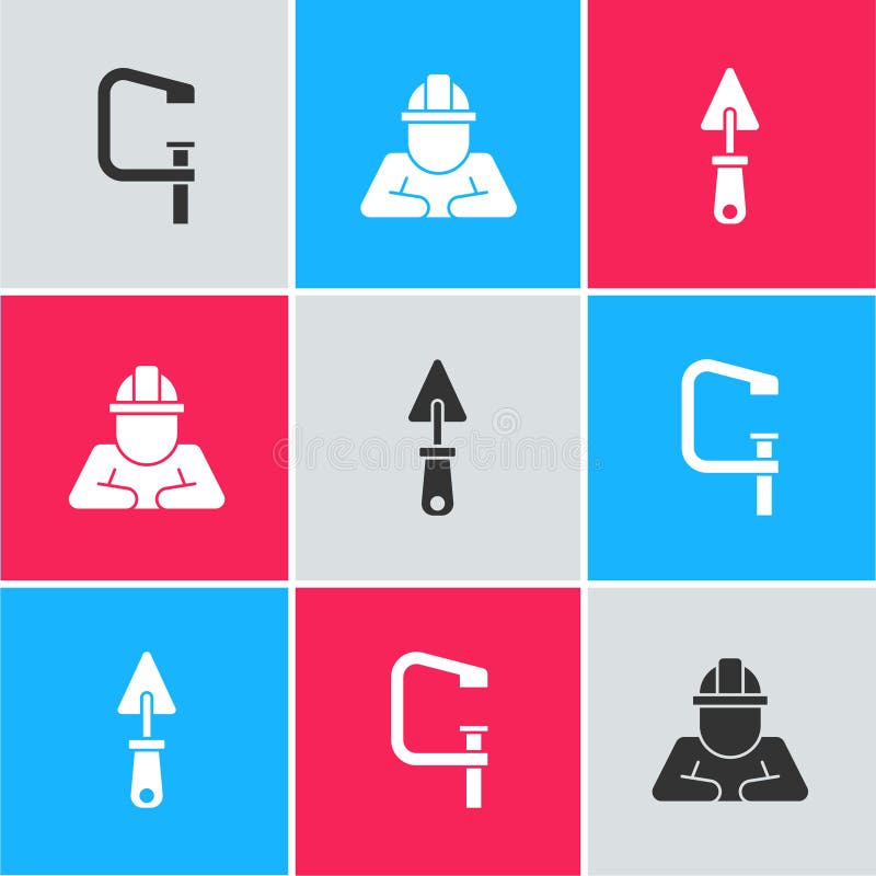 Set Clamp and Tool, Builder and Trowel Icon. Vector Stock Vector ...