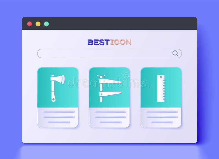 Set Clamp Tool, Wooden Axe and Ruler Icon. Vector Stock Vector ...