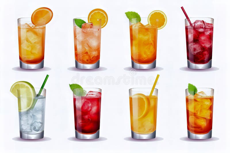 Set of Classic Alcohol Cocktails on White Background. Generative AI ...