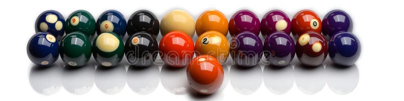 A Set of Classic Billiard Balls in Different Colors Arranged in a ...