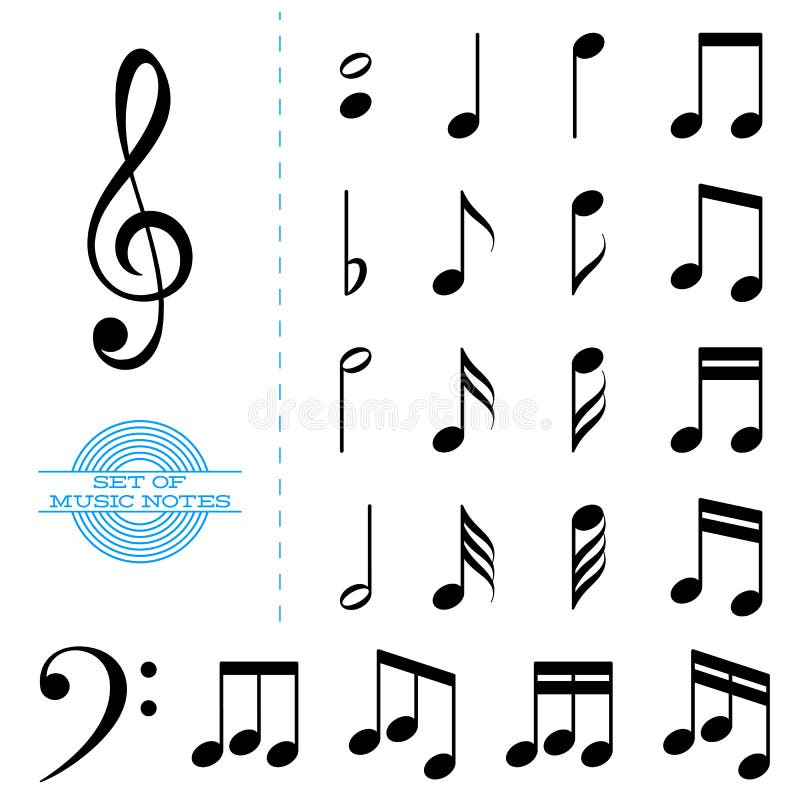 Set of Classic Black Music Notes Stock Vector - Illustration of classic ...