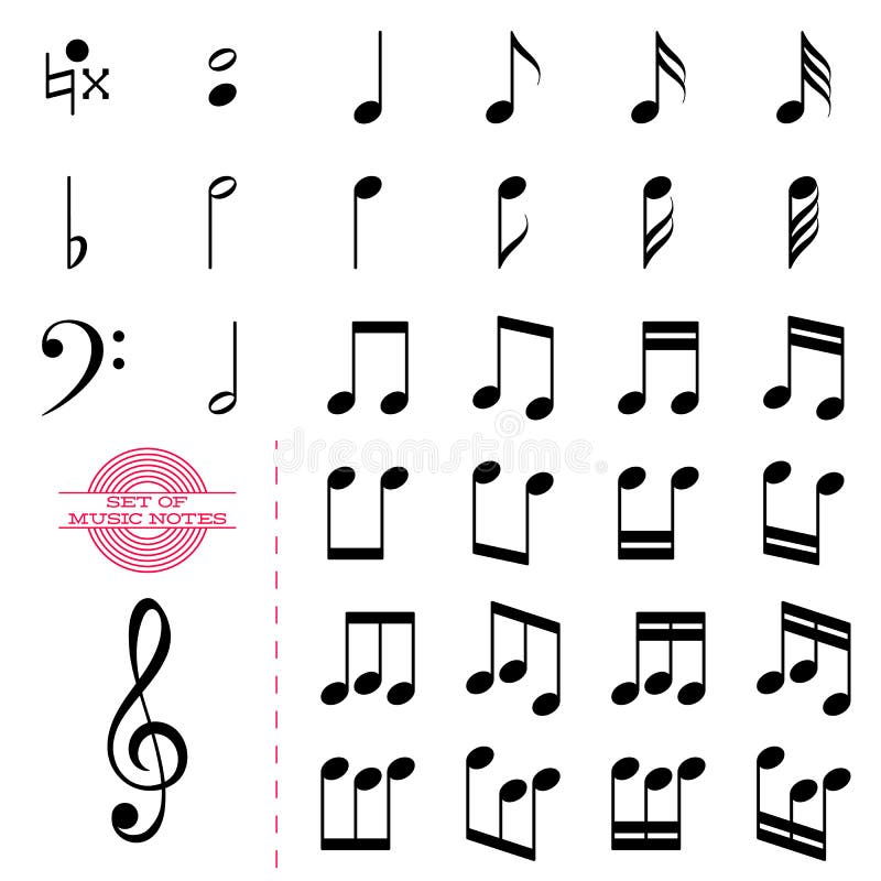 Set of Classic Black Music Notes Stock Vector - Illustration of ...