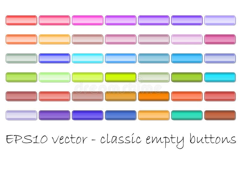 Set of Classic Empty Web Buttons in Different Color Shades. Stock ...
