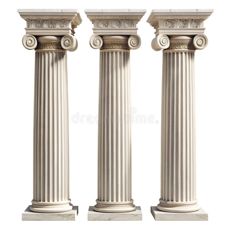 Greek Columns Isolated on White Background Stock Illustration ...