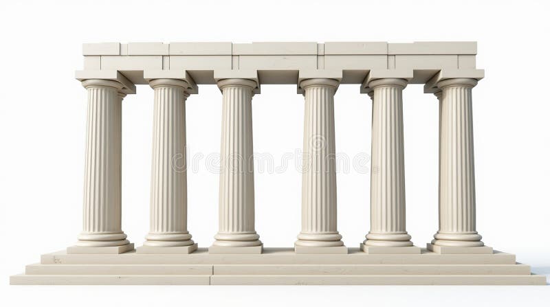 Classic Greek Columns Isolated on a White Background Stock Illustration ...
