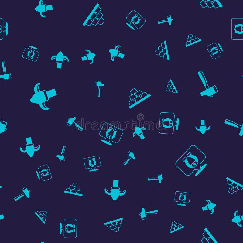 Set Classic Iron Fence, Hammer, Gold Bars and Horseshoe on Seamless ...