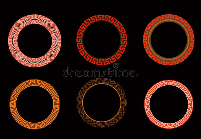 Set of Classic Meander Patterns - Round Meandering Frames Stock Vector ...
