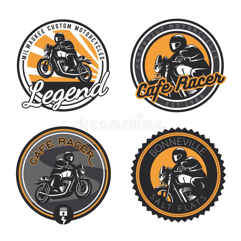 Set of Classic Motorcycle Emblems, Badges and Icons. Stock Vector ...