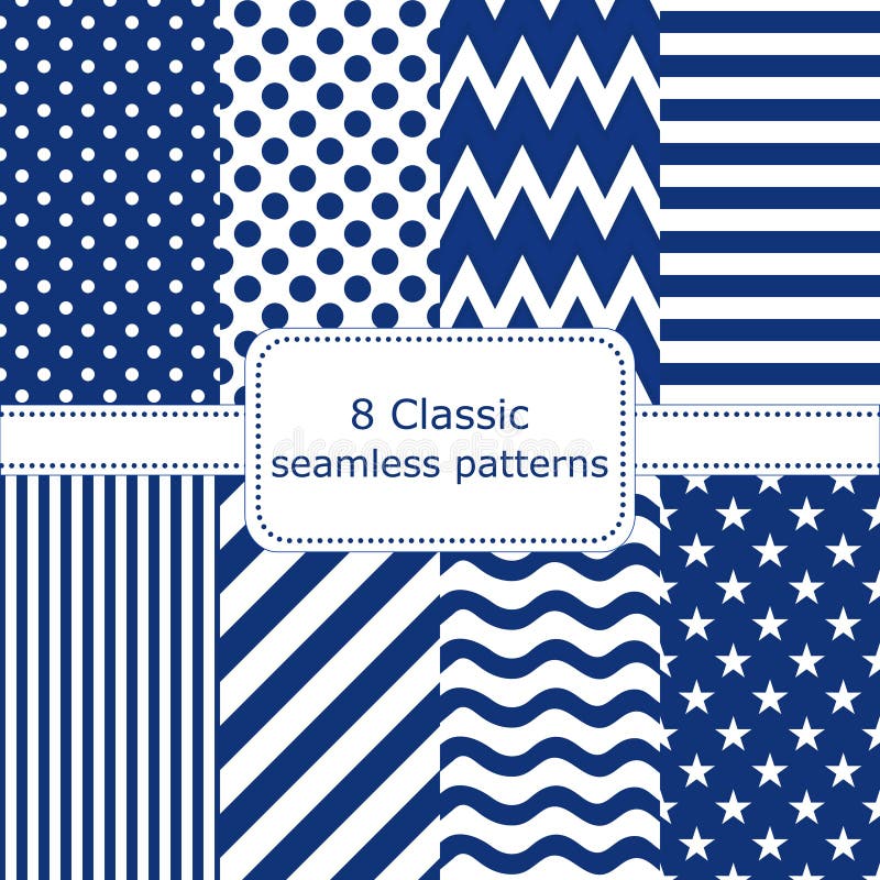 Set of 8 Classic Seamless Patterns Stock Vector - Illustration of ...